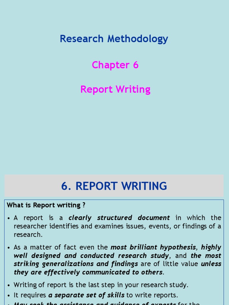 Chapter 6 Research Methodology - Report Writting | PDF