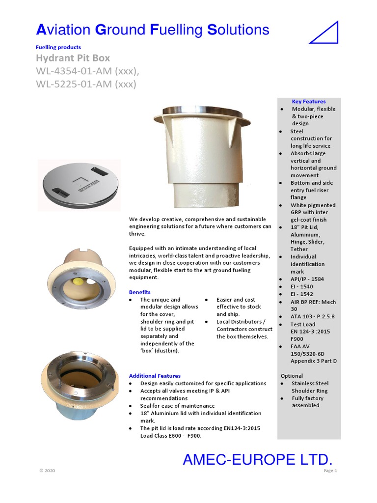 AMEC Fueling Systems Hydrant Pit Box 2020 | PDF | Pipe (Fluid ...
