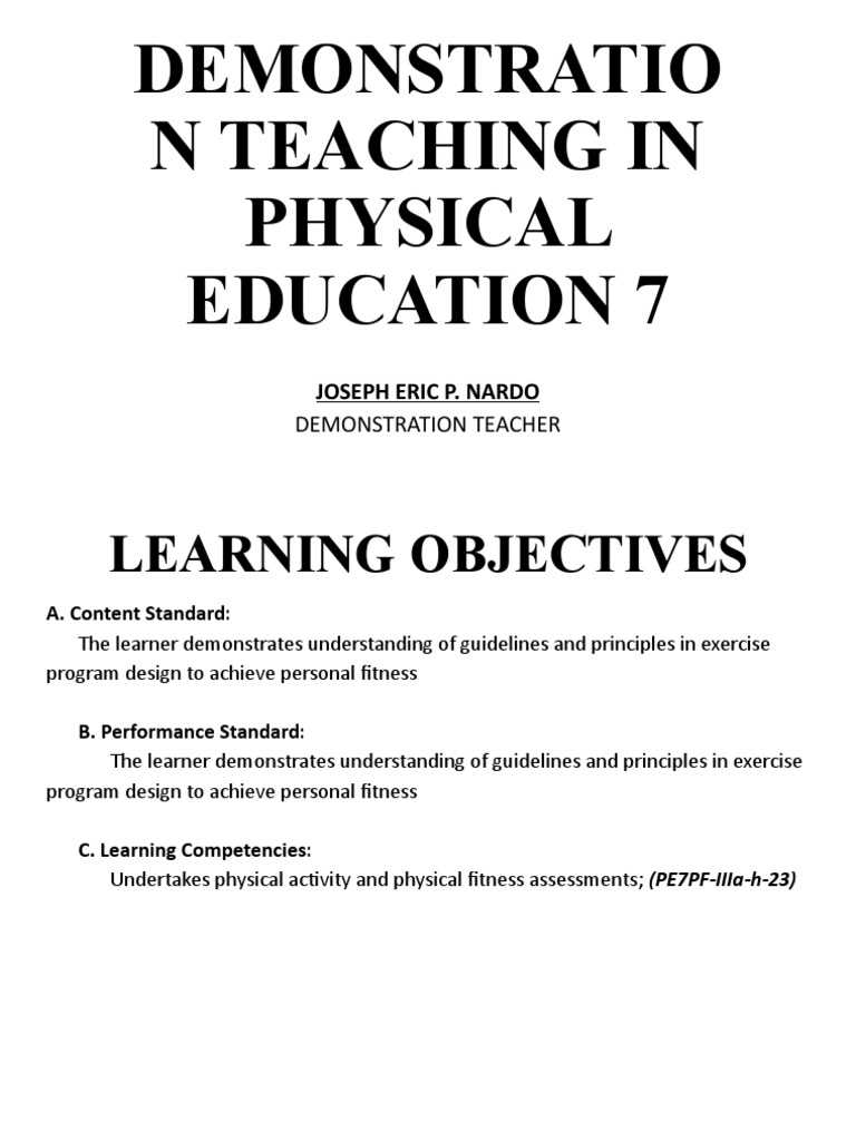 Demonstration Teaching in Physical Education 7 | Download Free PDF ...