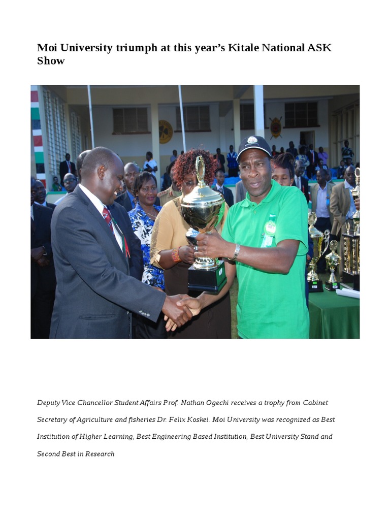 Moi University Triumph at This Year's Kitale National ASK Show | PDF ...