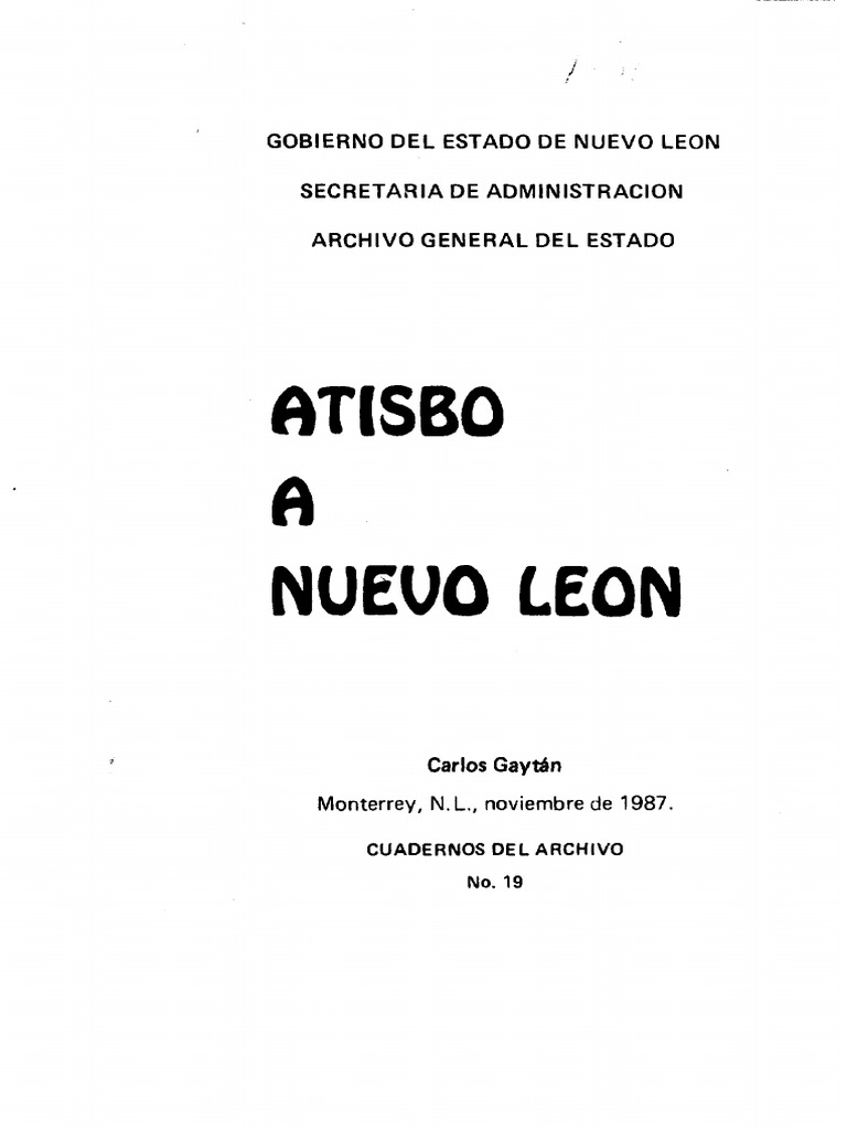 Cuaderno 19. Atisbo A Nuevo León | PDF
