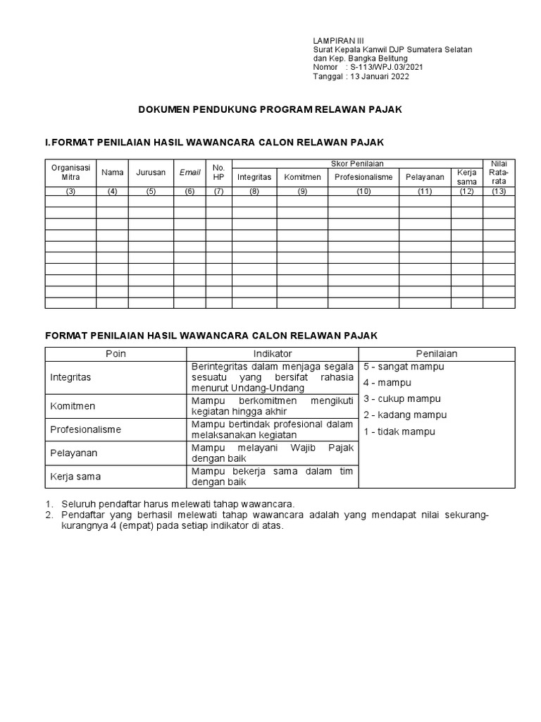 Format Dokumen Pendukung | PDF