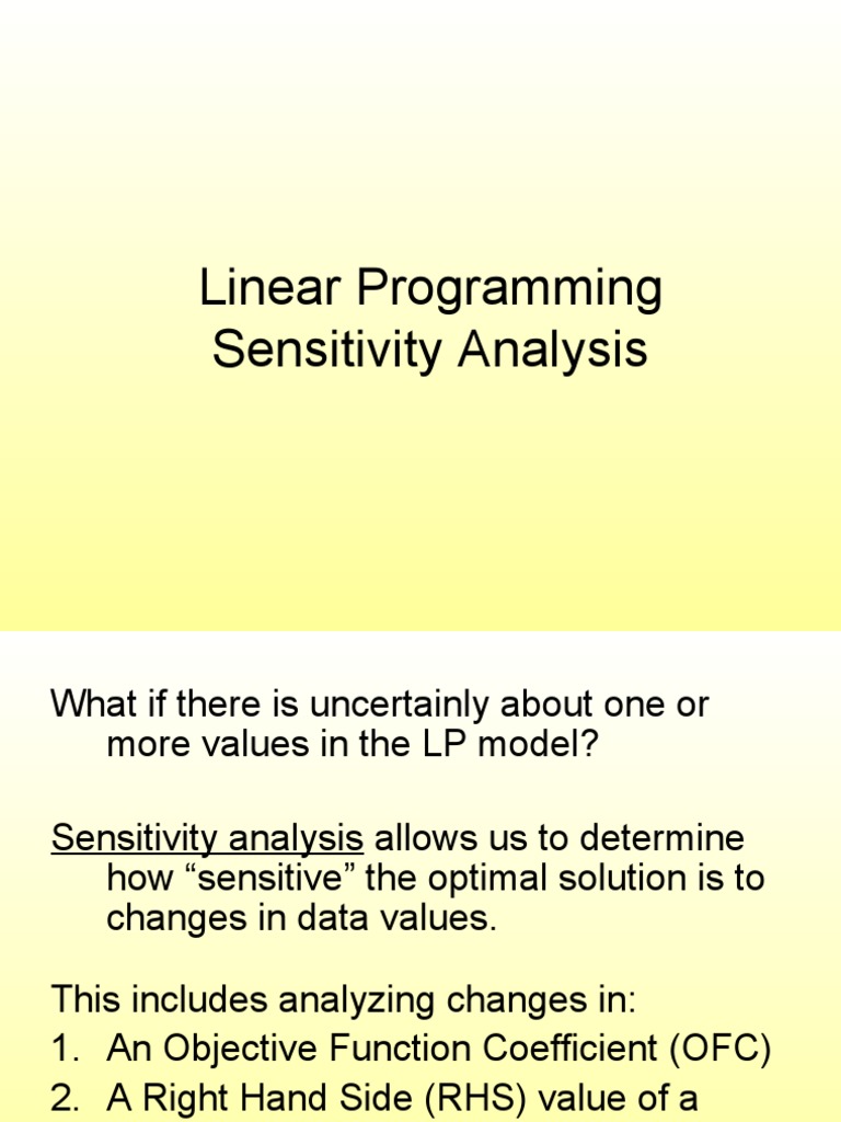 4 Sensitivity Analysis | PDF | Mathematical Optimization | Applied Mathematics