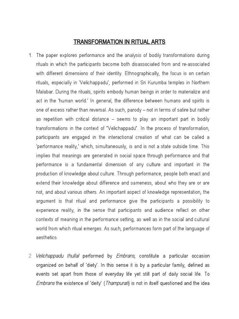 Transformation in Ritual Arts | Download Free PDF | Experience | Rituals
