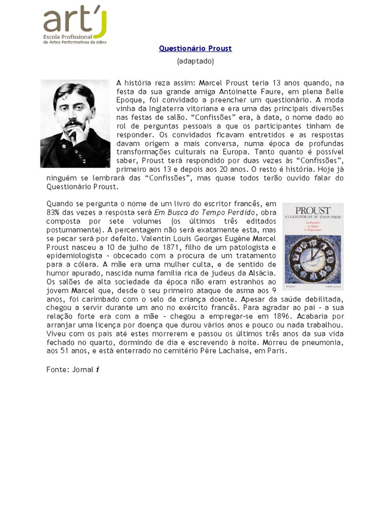 Questionário Proust | PDF | Marcel Proust