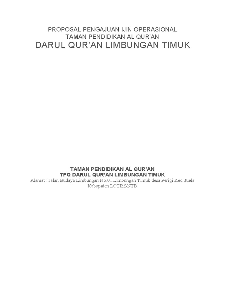 Contoh Proposal Pengajuan Ijin Operasional | PDF