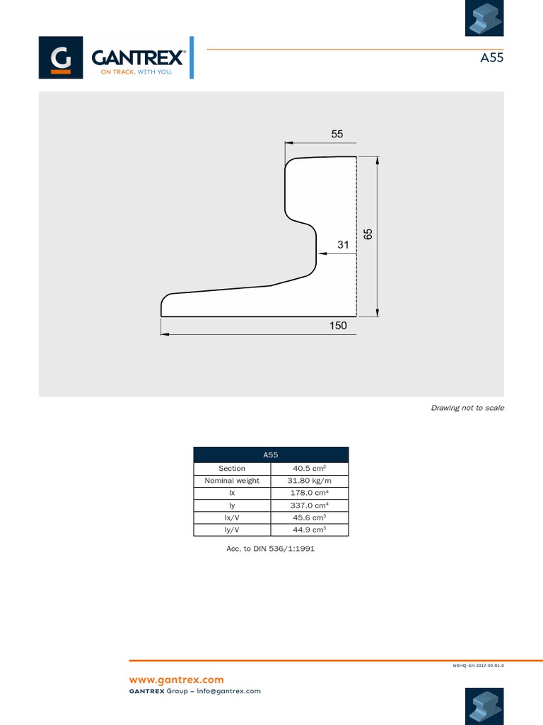 A55 Rail Data Sheet - Metric | PDF