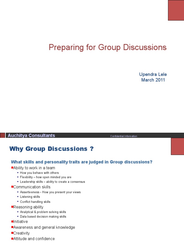 Preparing For Group Discussions: Auchitya Consultants | PDF | Body ...
