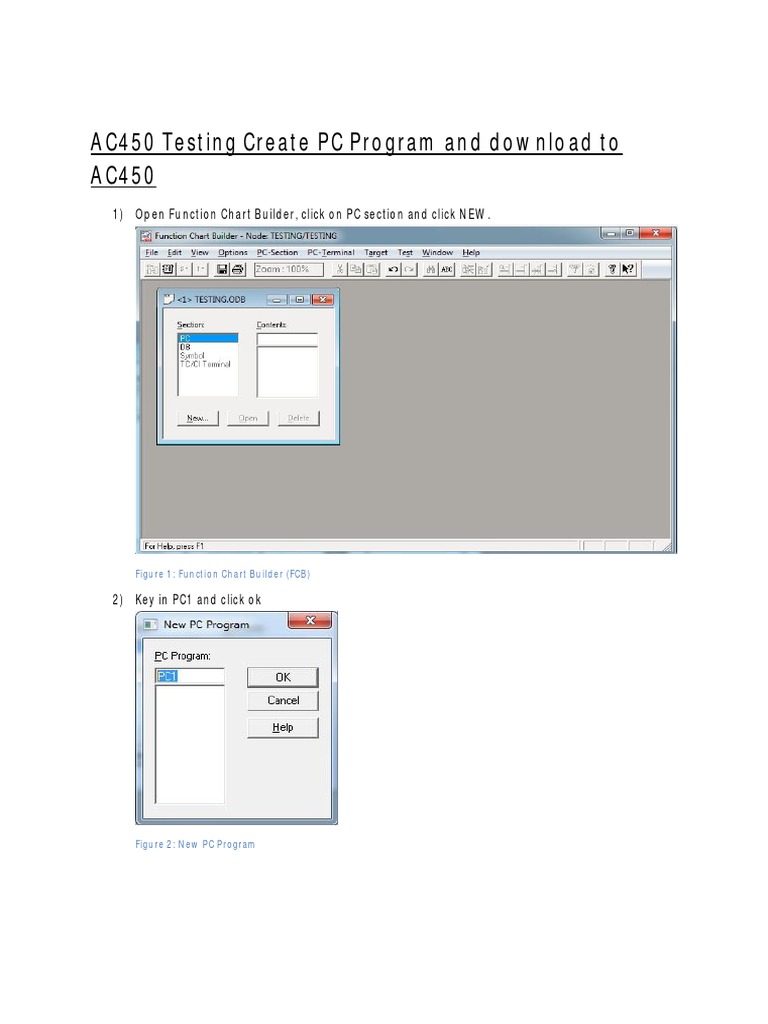 AC450 Testing Create PC Program and Download To AC450 | PDF | Parameter ...