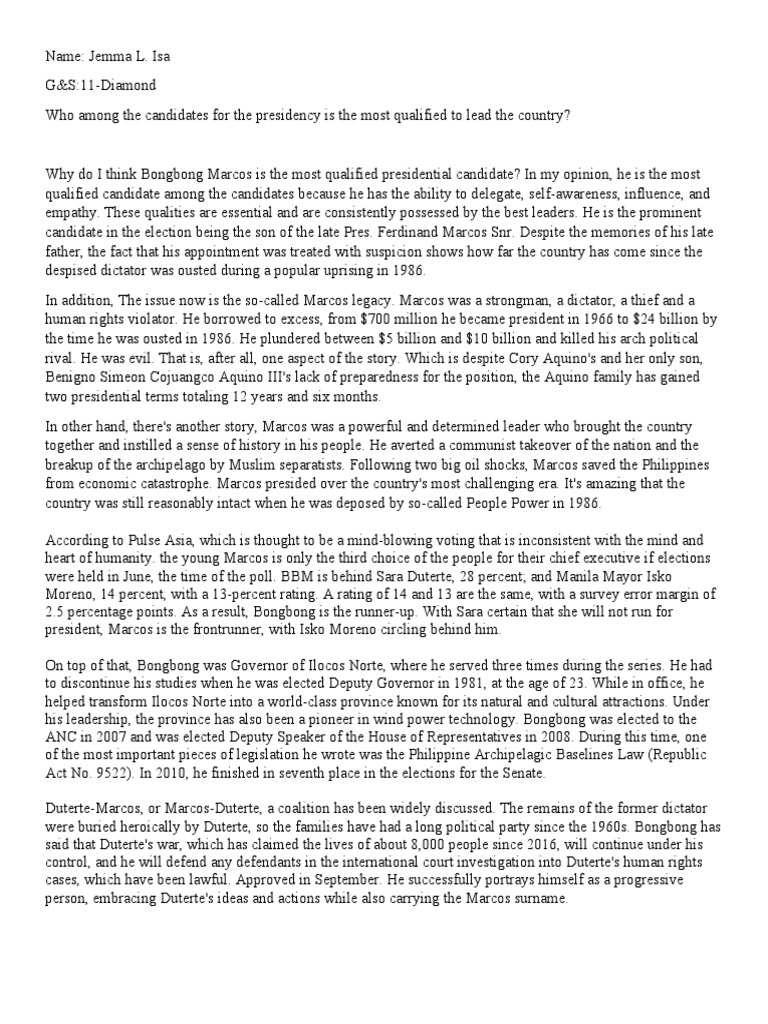 Persuasive Essay | PDF | Philippines | Government