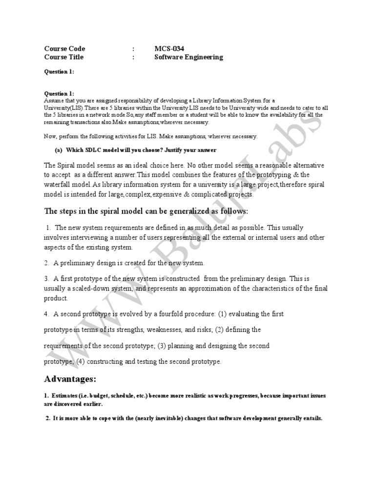 Ignou Mca Mcs-034 Solved Assignment 2011 | PDF | Software Testing ...