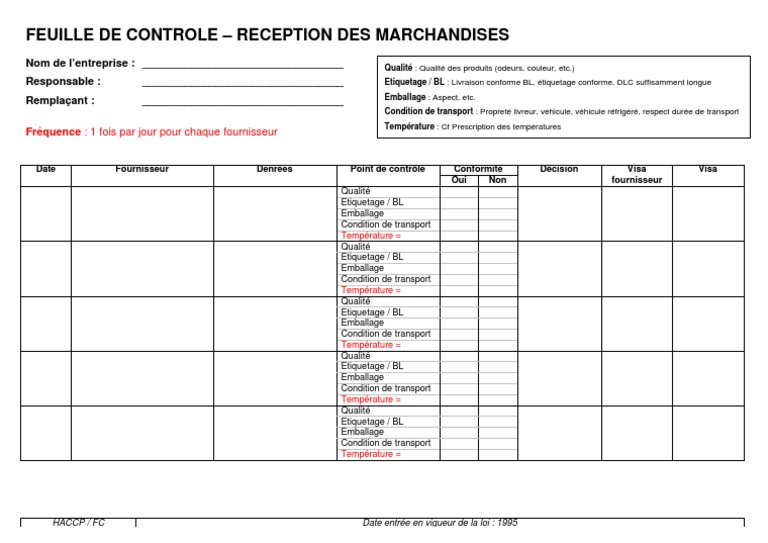 2011 Feuille de Controle Reception Des Marchandises | PDF | Information ...