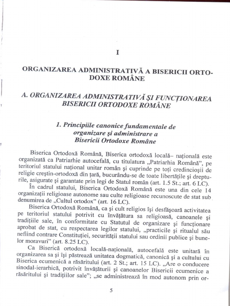 Principii Canonice Fundanentale de Organizare A BOR | PDF
