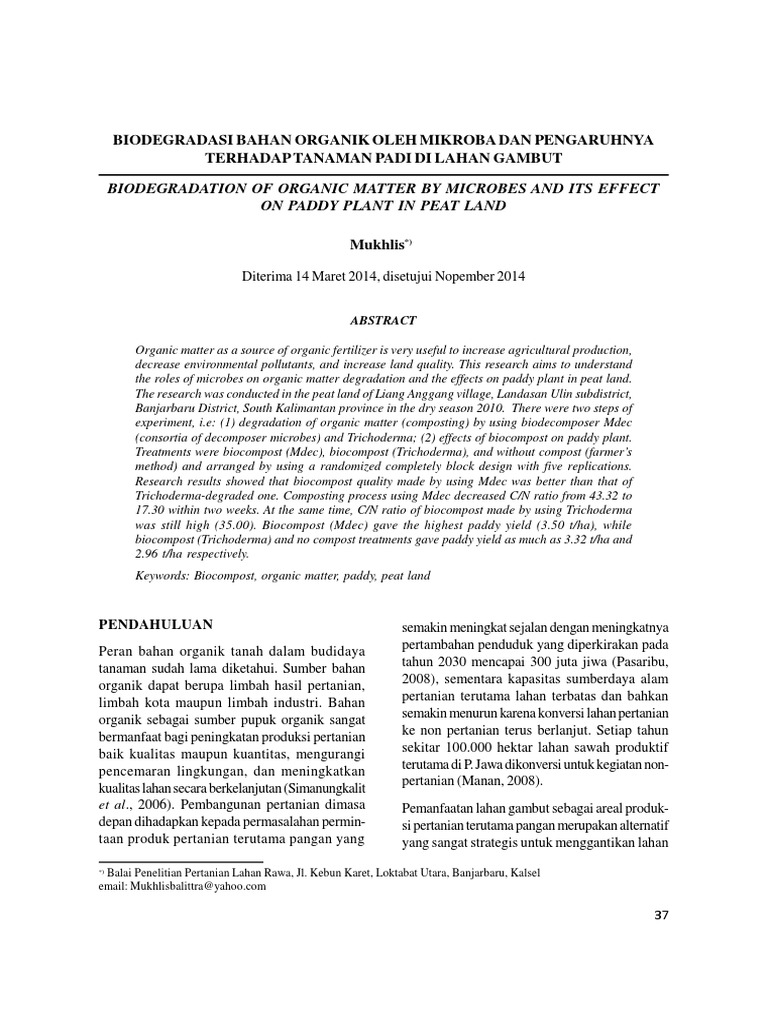 Biodegradasi Bahan Organik Oleh Mikroba Dan Pengaruhnya Terhadap ...