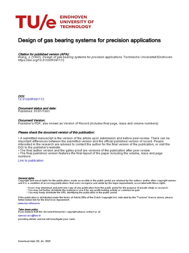 Design of Gas Bearing Systems For Precision Applications: WWW - Tue.nl ...