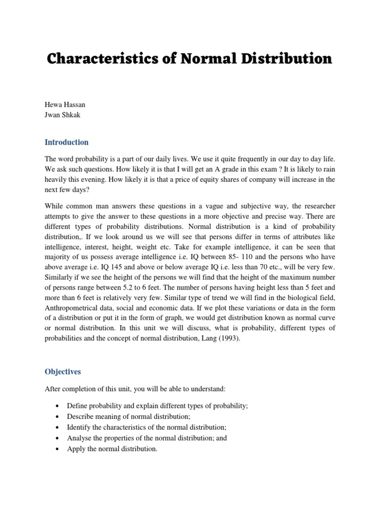 Characteristics of Normal Distribution | PDF | Normal Distribution ...
