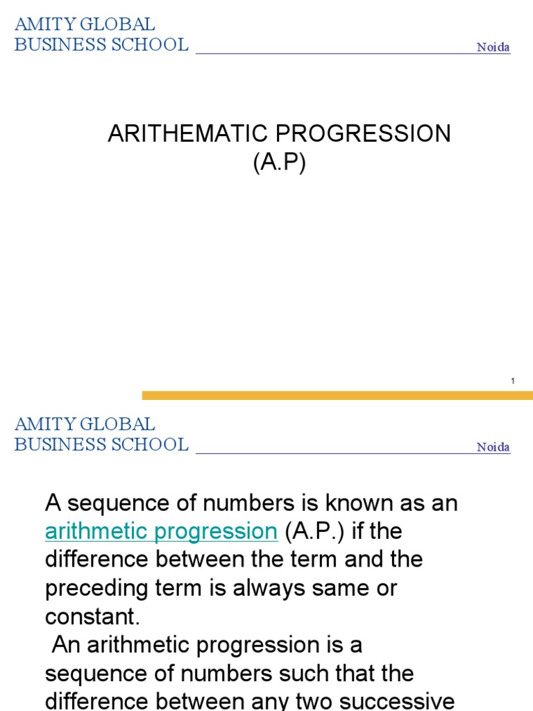 Arithematic Progression (A.P) : Noida | PDF | Mathematics | Mathematical Concepts