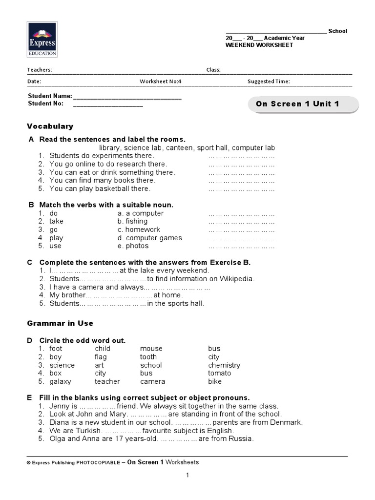 OS1 Unit 1 Worksheet 4 | PDF | Language Arts & Discipline | Foreign Language Studies