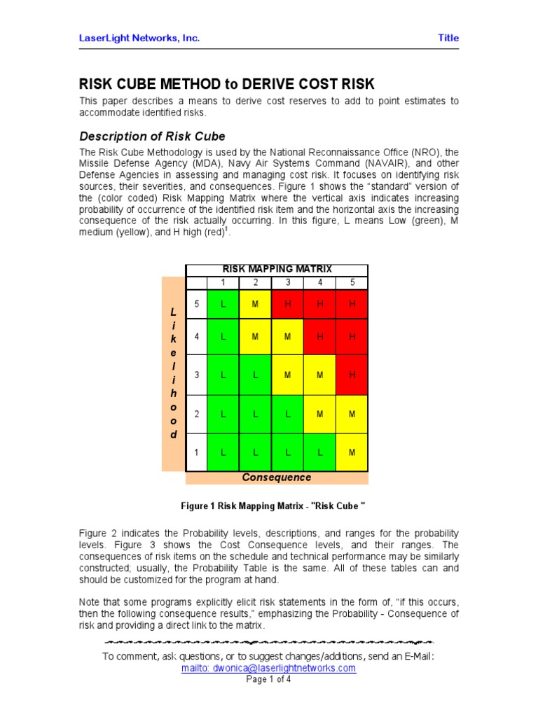 Risk Cube Method To Derive Cost Risk | Download Free PDF | Risk | Variance