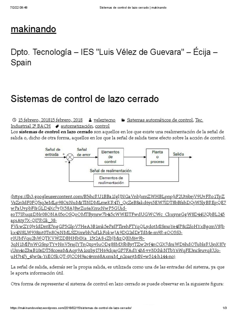 Sistemas de control de lazo cerrado: una introducción a los conceptos ...