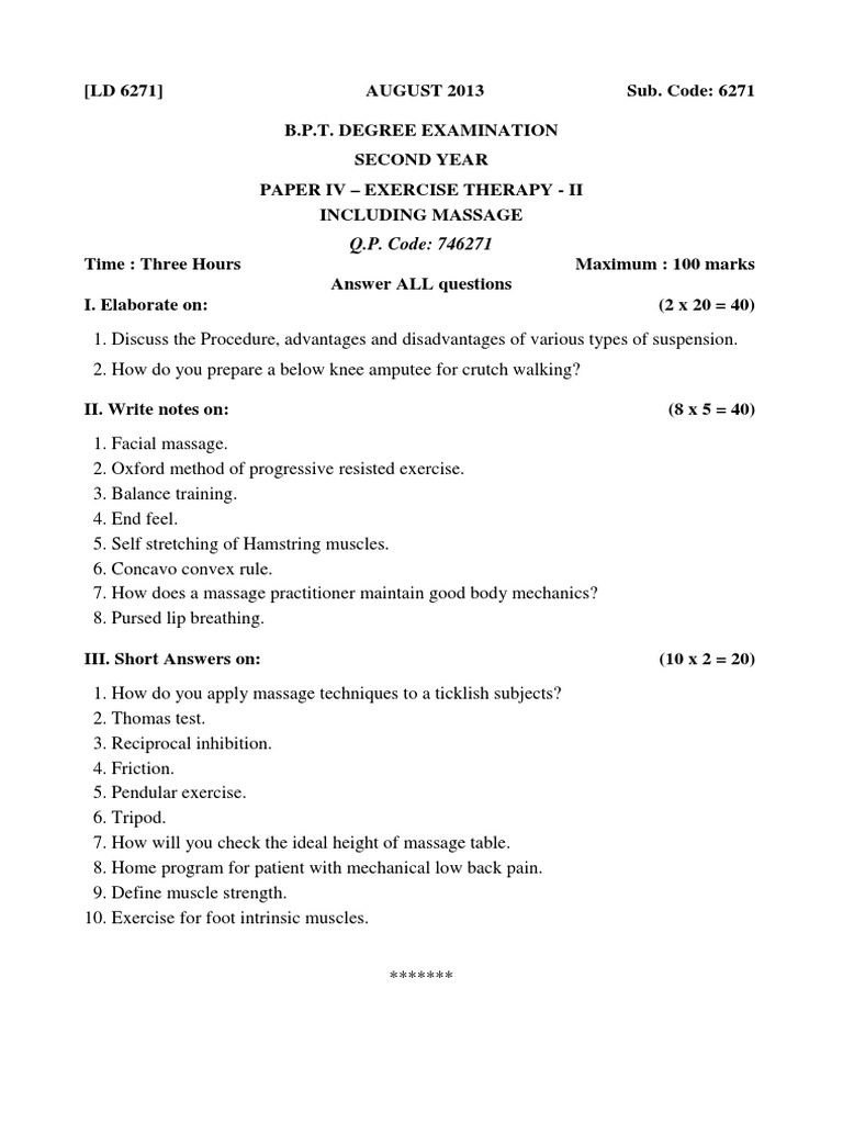 Exercise Therpy 2 | PDF | Massage | Physical Therapy