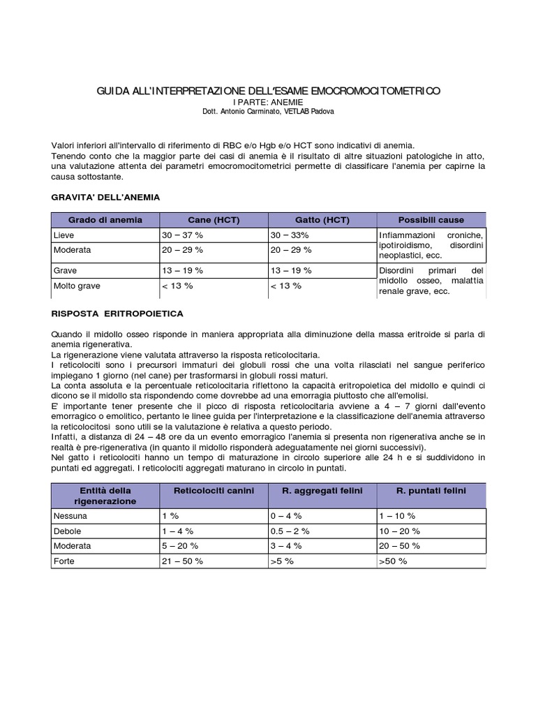 Interpretazione Emocromo | PDF