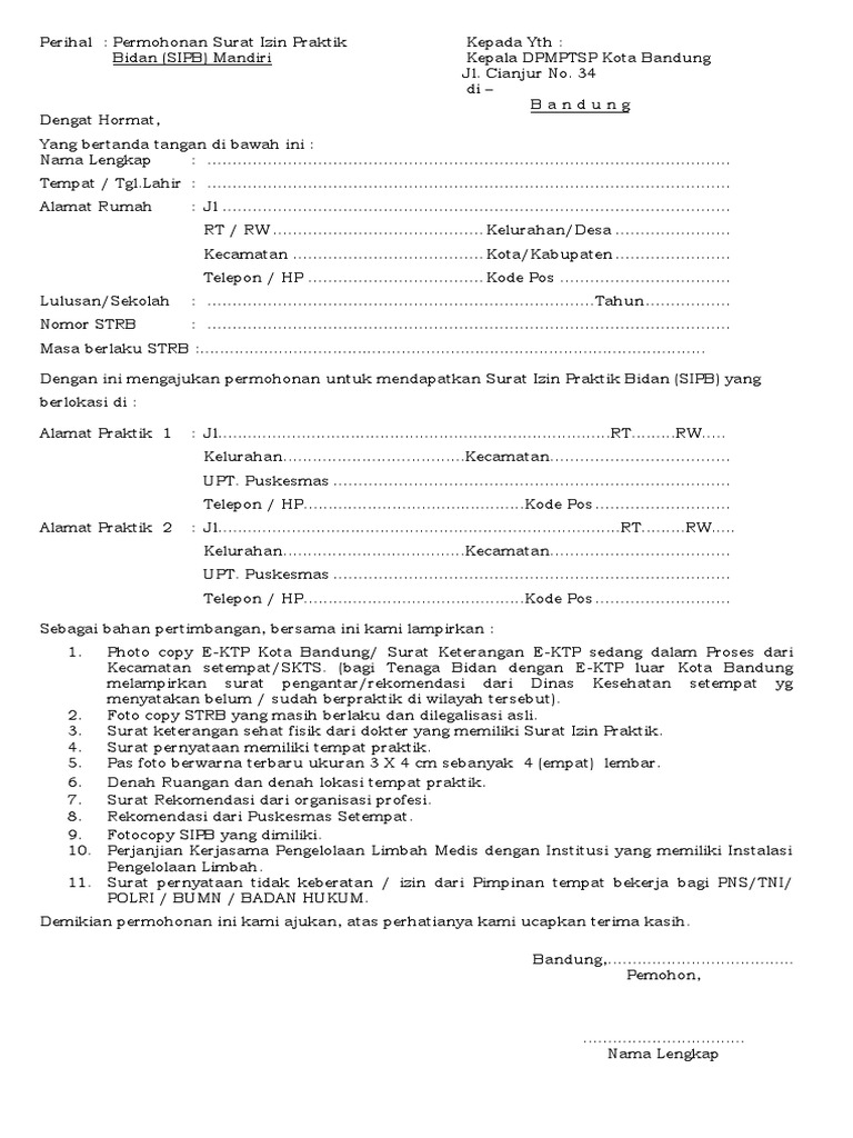 Form SIP Bidan Mandiri | PDF