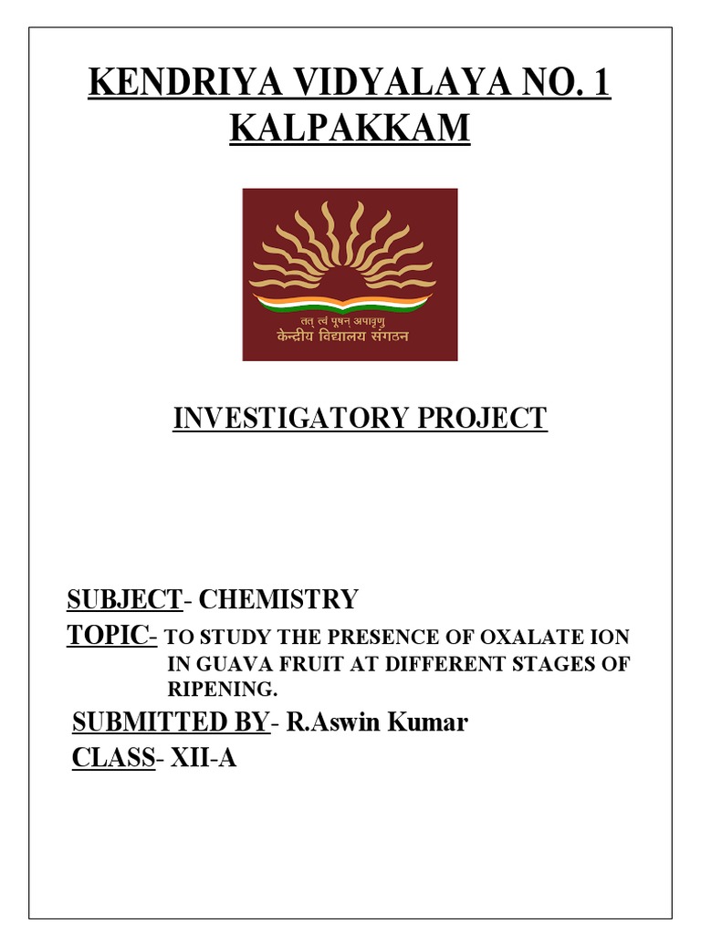Class 12th Chemistry Project On Investigatory Test On Guava | PDF ...