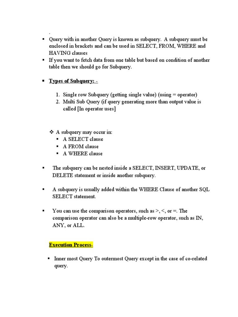 Subqueries In Sql Pdf Computer Programming Computing 4426