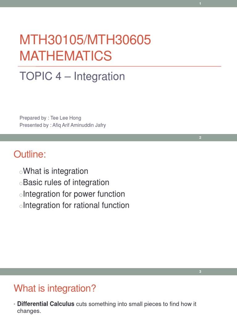 Math - Lecture 10 - Integration - Notes | PDF | Integral | Exponentiation