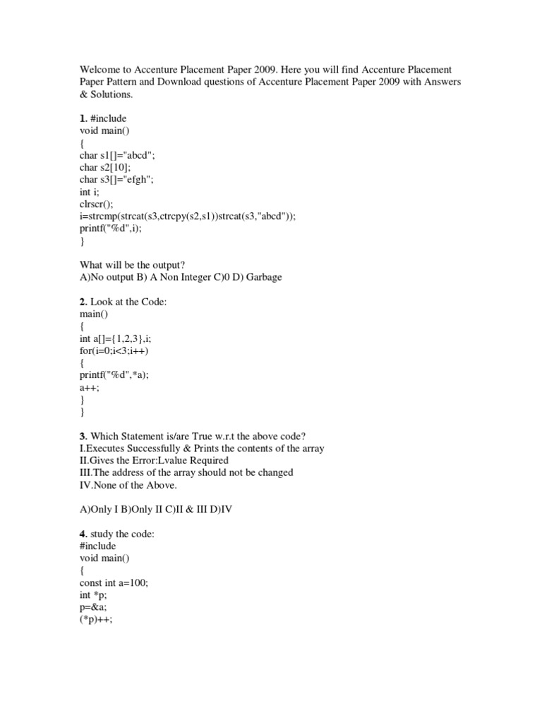 Accenture Placement Paper Overview | PDF | Microprocessor | Central ...