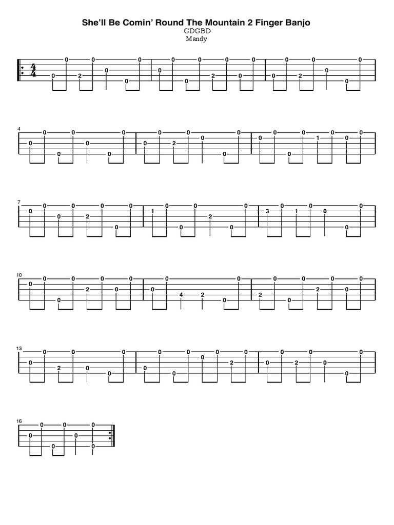 Shell-Be-Comin-Round-The-Mountain-2-Finger-Banjo Mandy | PDF