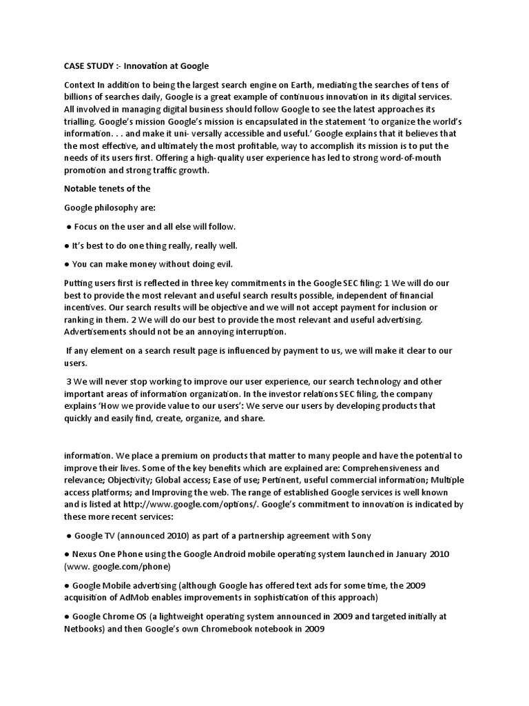 CASE STUDY - Google | PDF | Advertising | World Wide Web