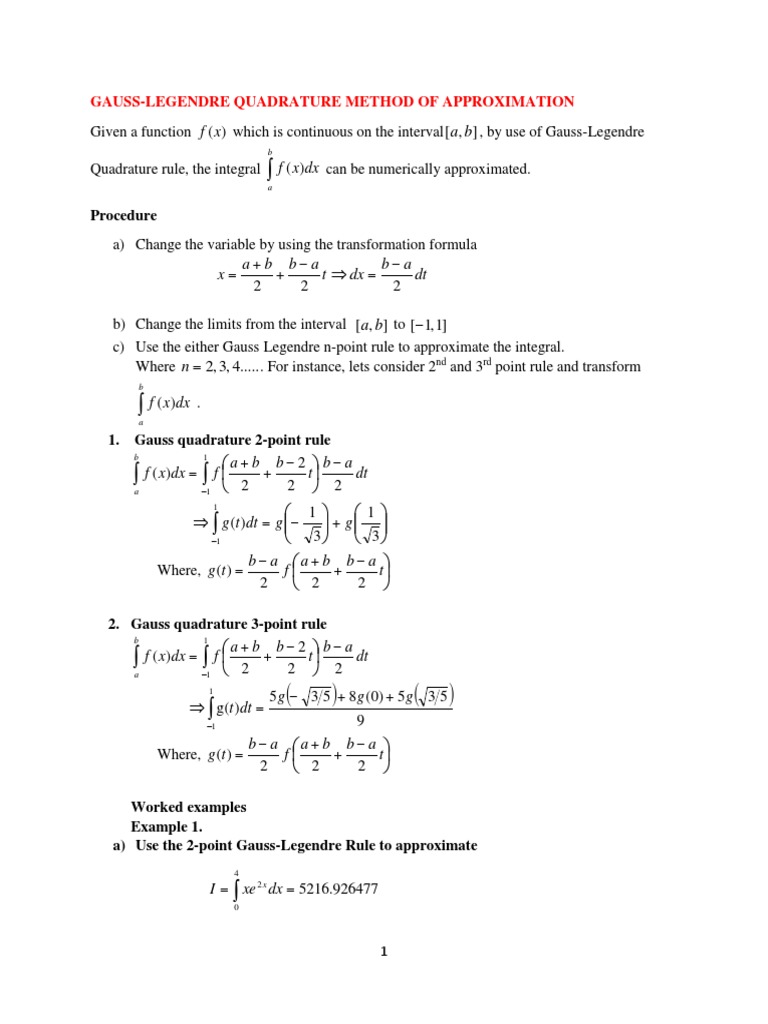 Notes On Gauss-Legendre Quadrature | PDF | Mathematical Analysis ...