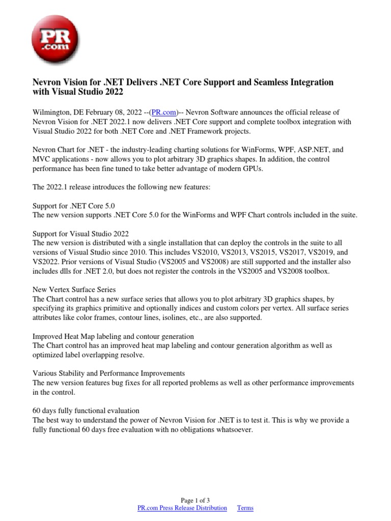 Nevron Vision For .NET Delivers .NET Core Support and Seamless ...