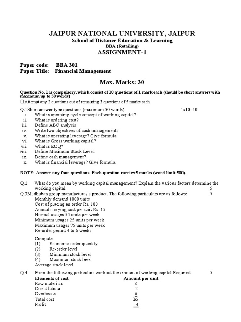 Bba Iii Year Assignment Question Papers | PDF | Strategic Management ...