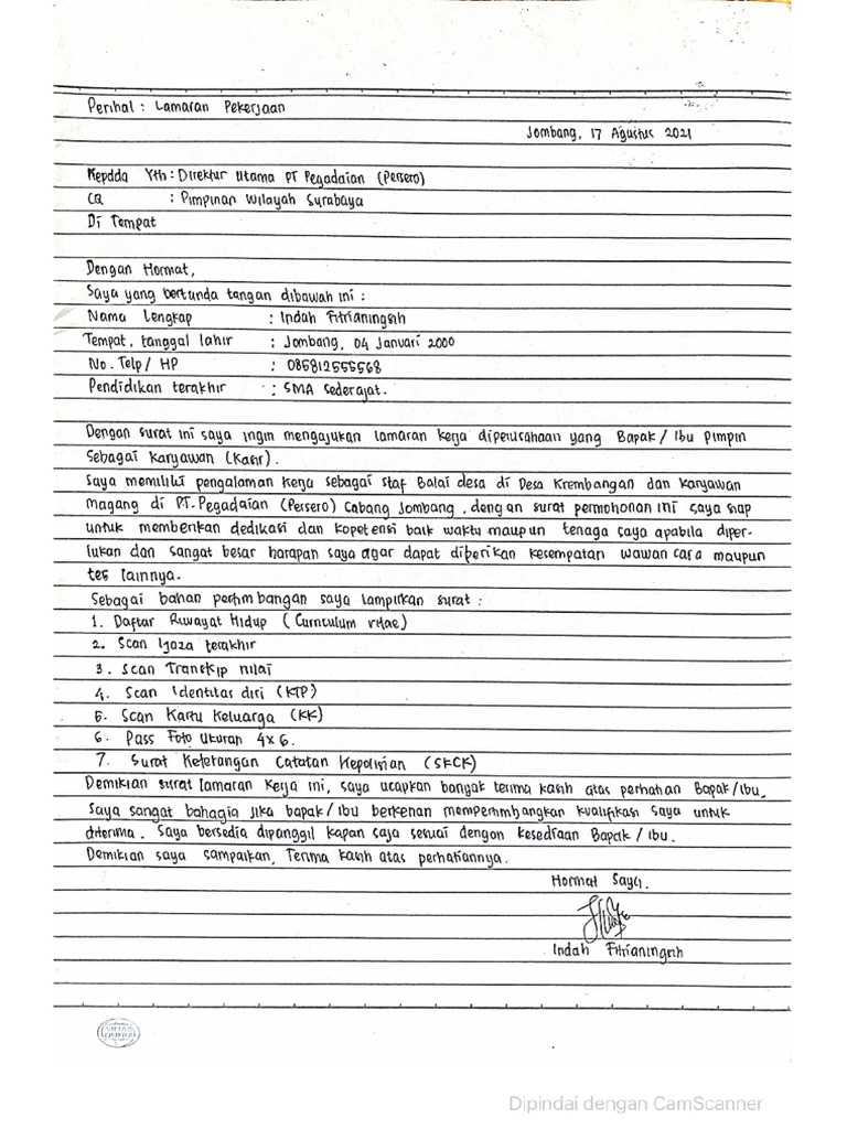 CV Indah Fitrianingsih | PDF