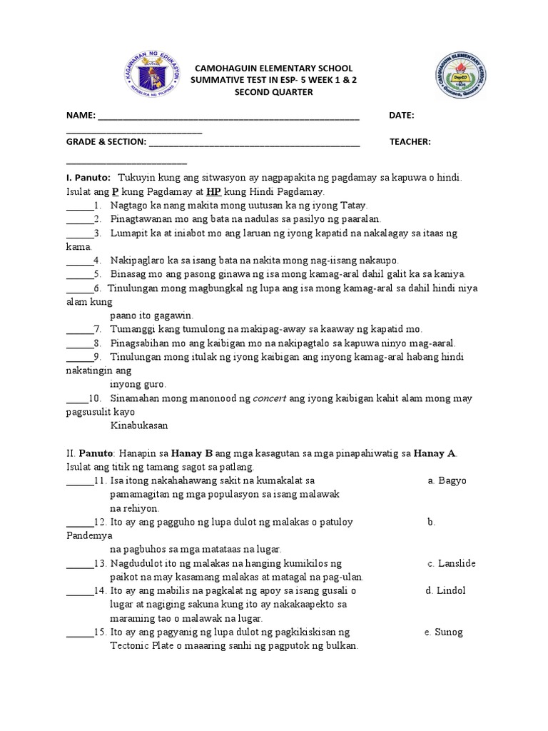 Summative EPP 5 | PDF