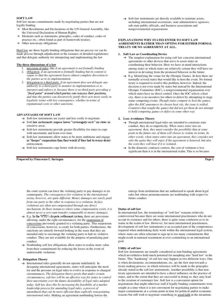 Understanding Soft Law in International Law | PDF | Government ...