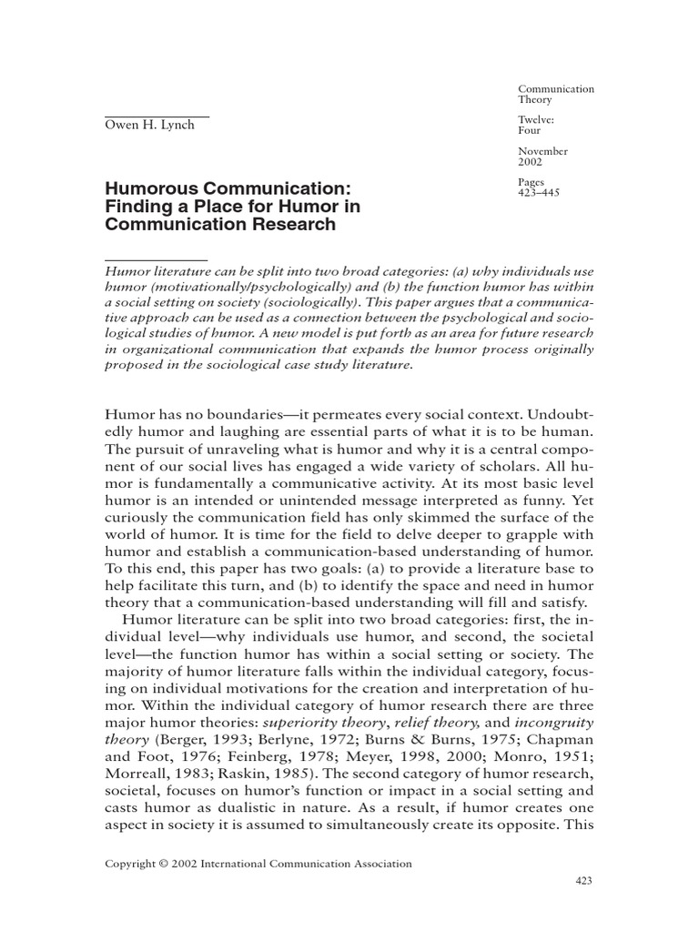 Humorous Communication | PDF | Humour | Laughter