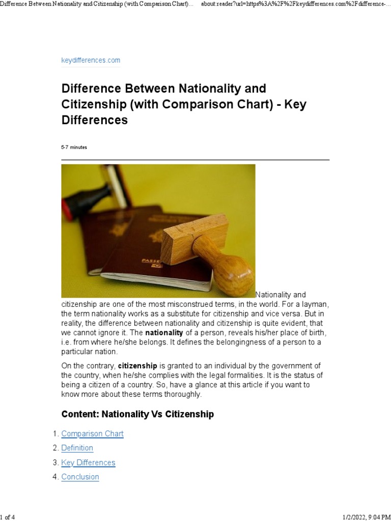 Nationality vs Citizenship Explained | PDF | Nationality | Citizenship