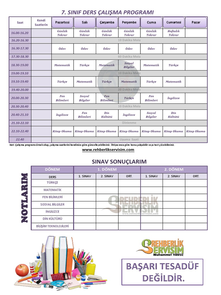 Sinif Ders Calisma Programi | PDF