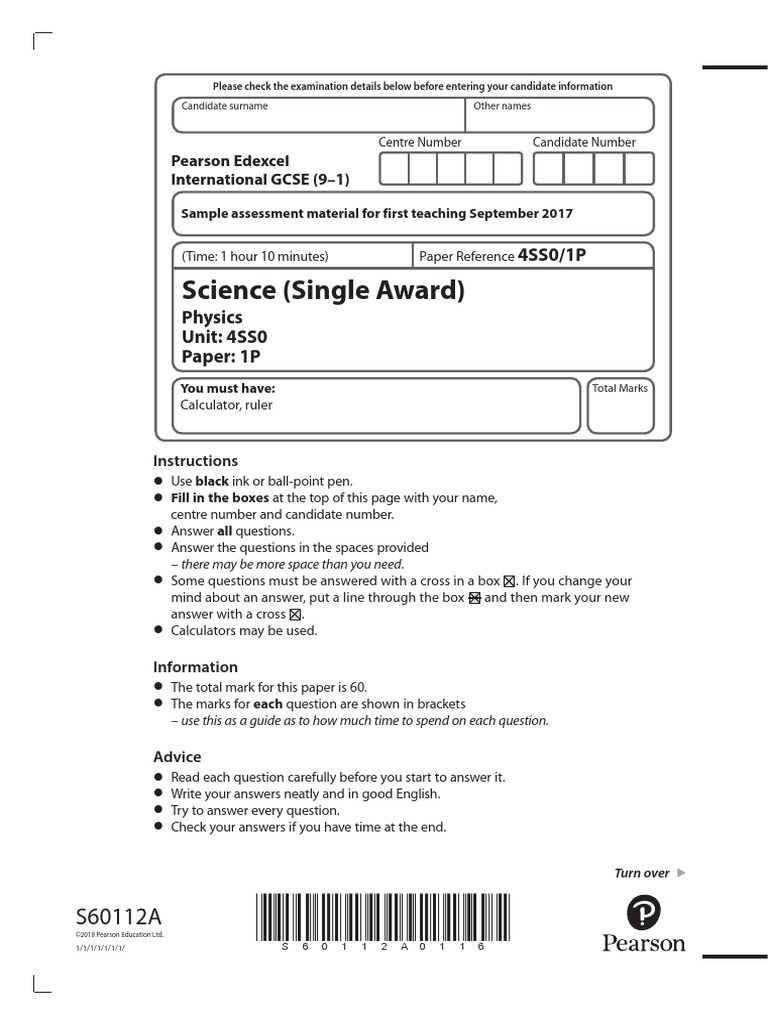 Single Award 1P - Specimen Paper | PDF | Sun | Solar System