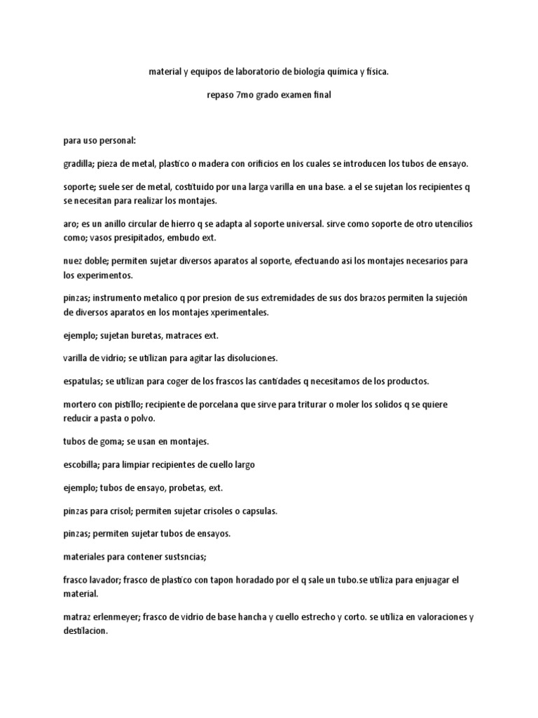 Repaso 7mo Instrumentos de Laboratorios | PDF | Destilación | Lentes