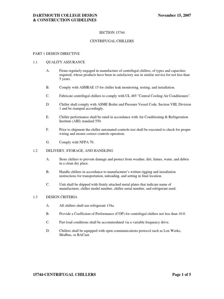 Sample Chiller Specification | Download Free PDF | Pipe (Fluid ...