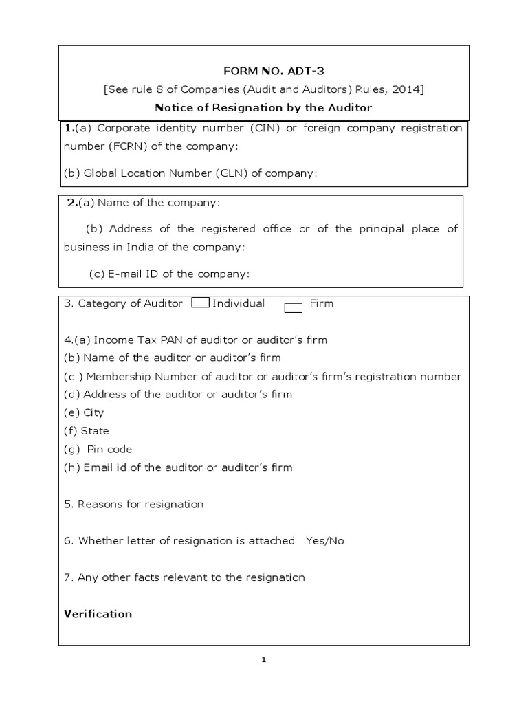 ADT-3 Form: Auditor Resignation Notice | PDF | Business | Finance ...