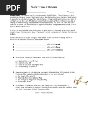 How To Calculate Work Based On Force Applied To An Object