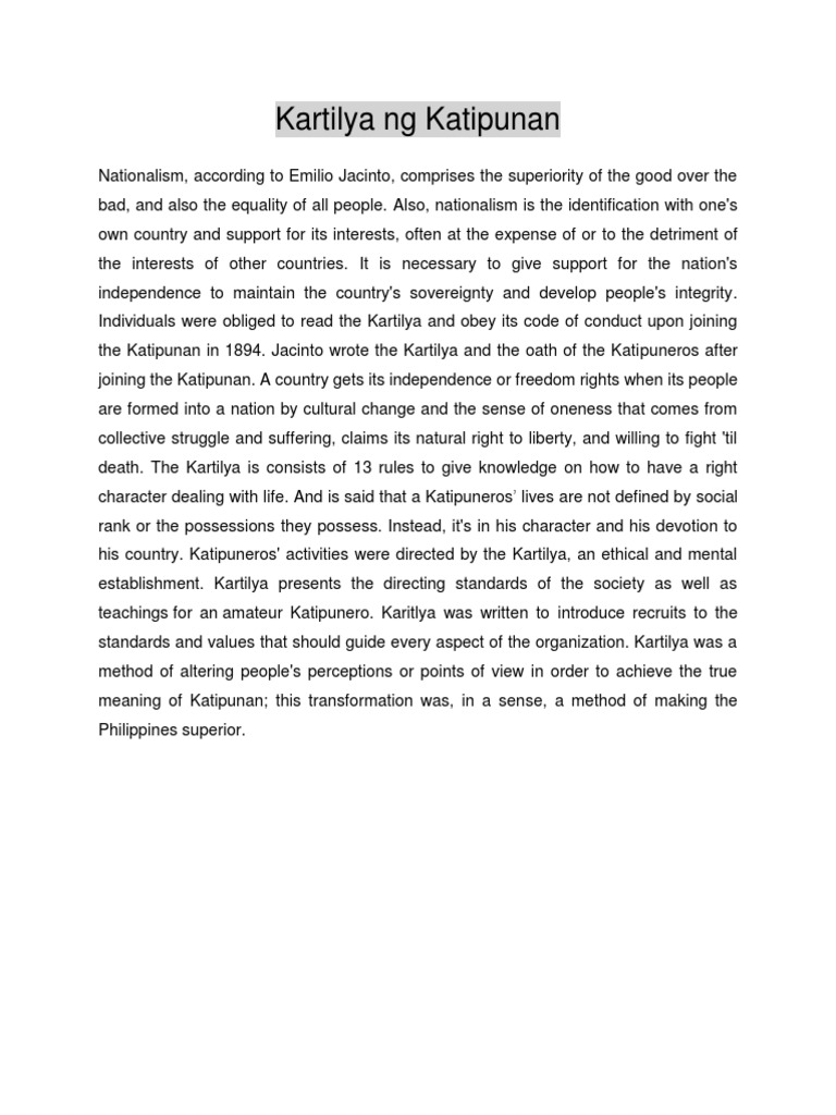 Kartilya NG Katipunan | PDF