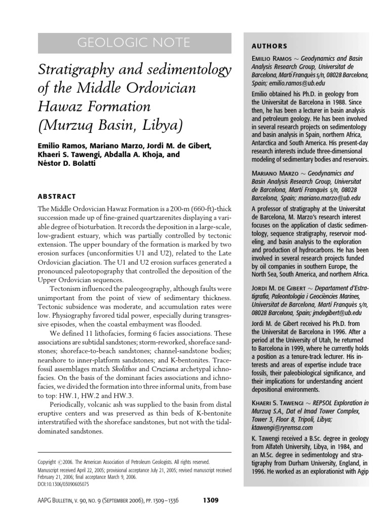 Stratigraphy and Sedimentology of The Middle Ordovician Hawaz Formation ...