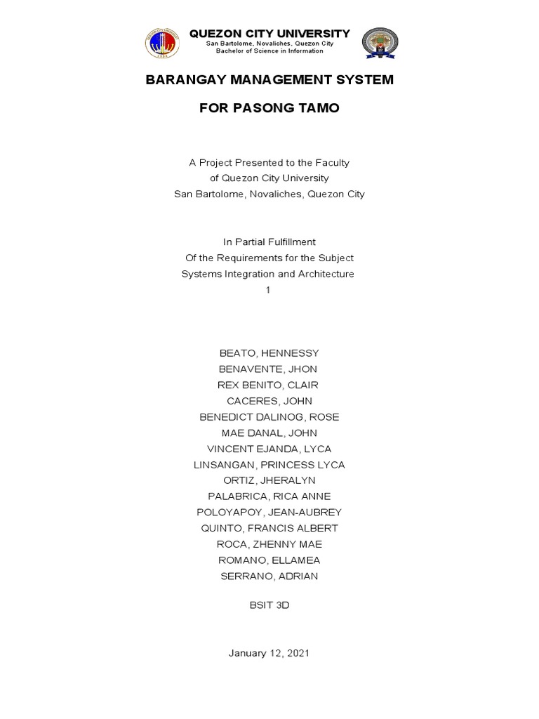 Barangay Management System | PDF | Cross Platform Software | Microsoft ...